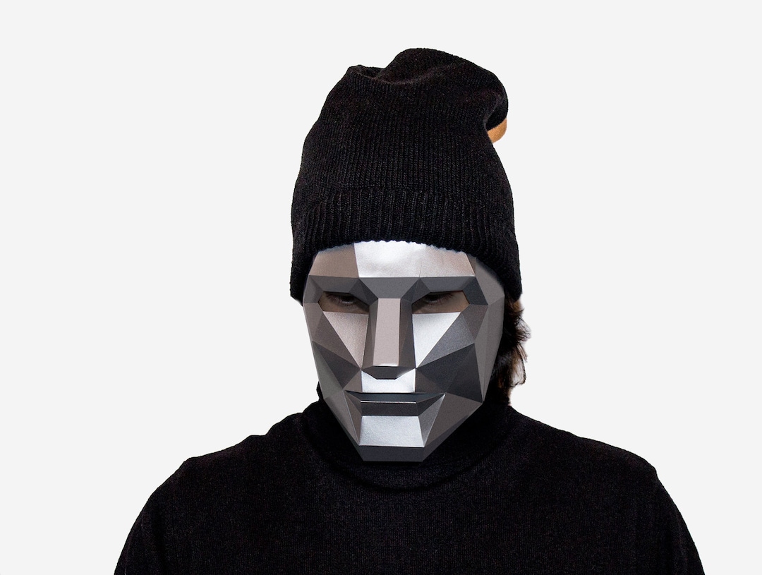 DIY Human Face Mask, Low Poly Paper Craft Template, Printable Human ...