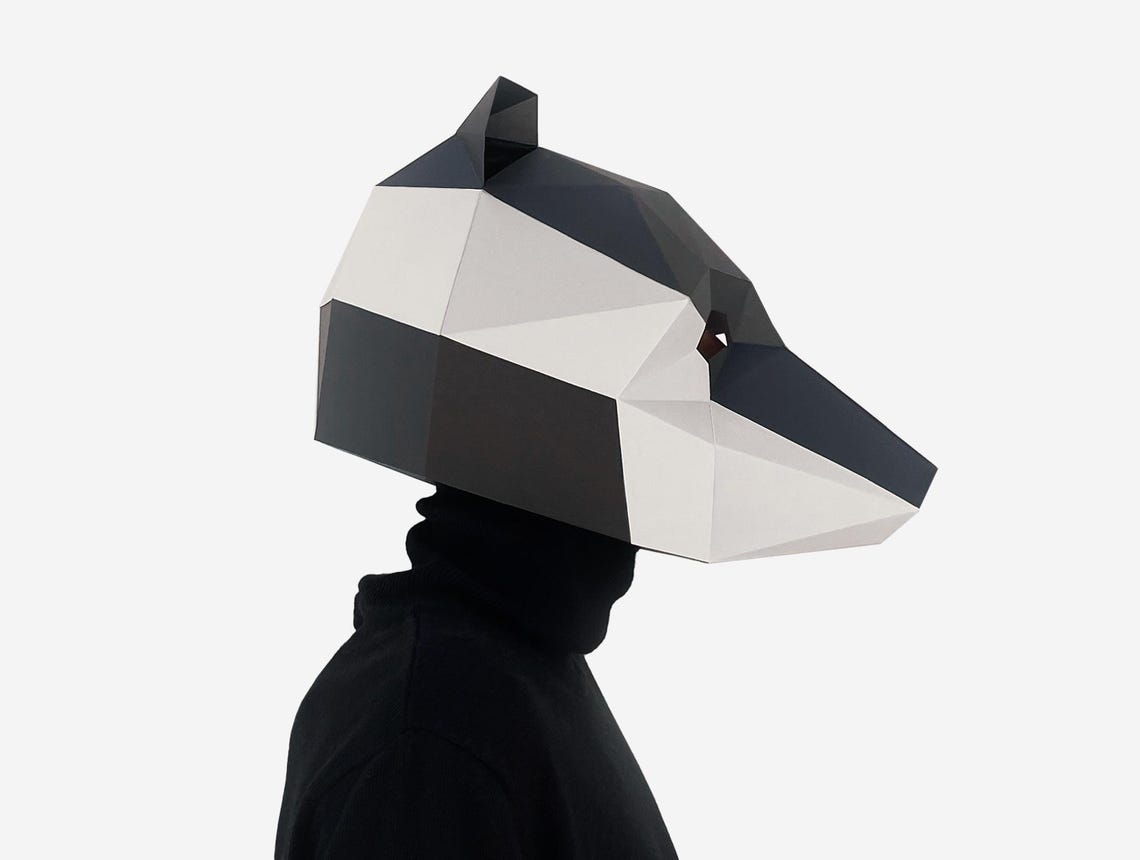 DIY Low Poly Badger Mask, Printable Woodland Costume (digital Download ...