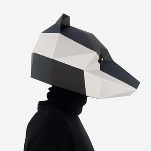 DIY Low Poly Badger Mask, Printable Woodland Costume (digital Download ...