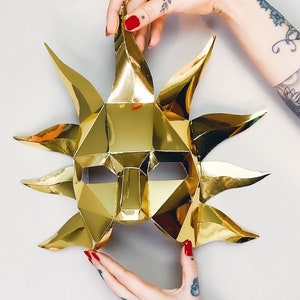 Sun Half Mask, Tarot Card Sun Mask, Low Poly Paper Craft Template ...