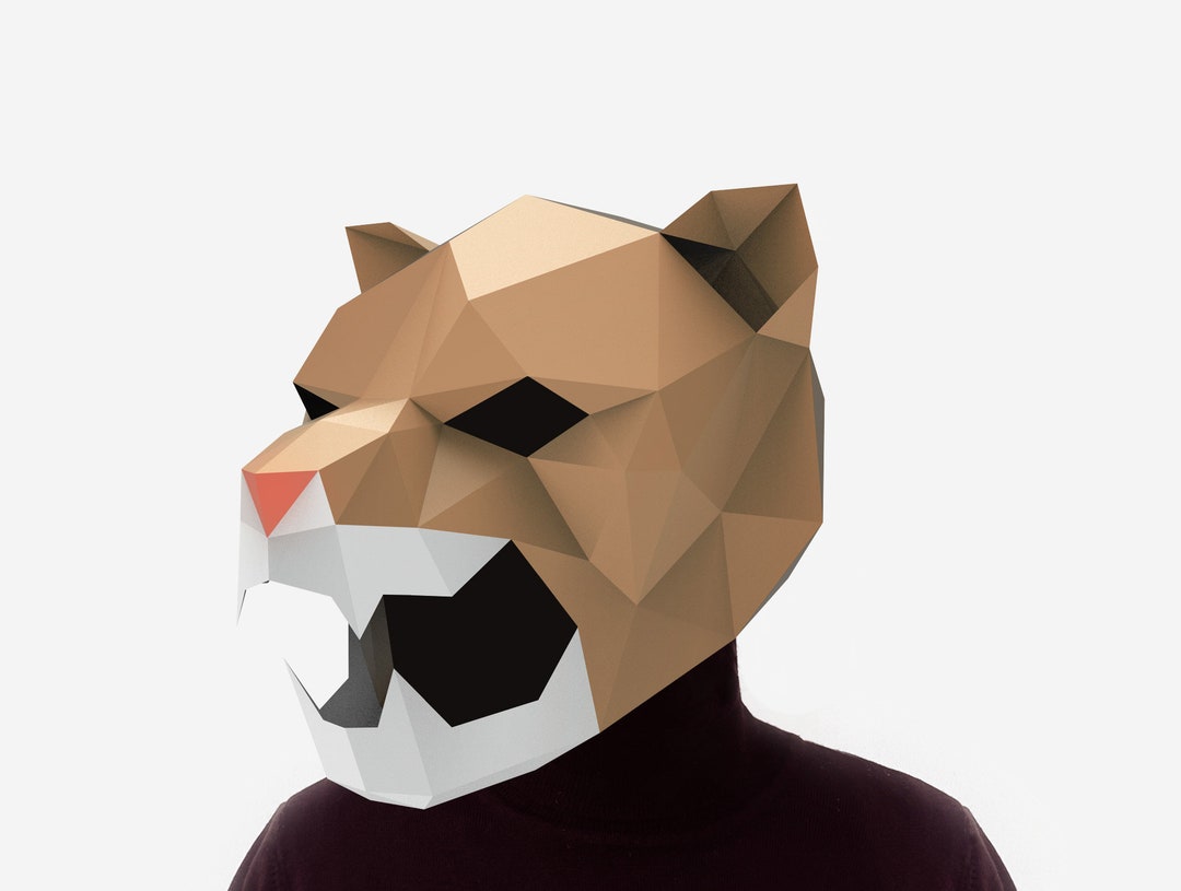 DIY Mountain Lion Roaring Mask Template Cougar Paper Craft - Etsy