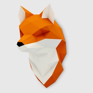 Fox Sculpture, 3D Paper Craft, DIY Wall Art, Origami Fox Sculpture, Low ...