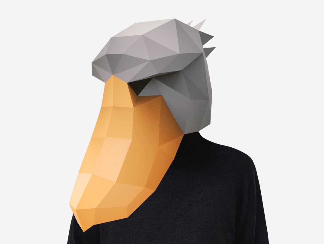 Shoebill Bird Mask, Bird Paper Craft Template, DIY Printable Animal ...