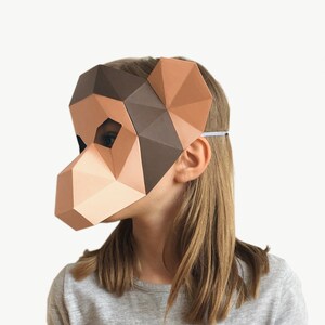 Kids Mask, Monkey Mask, Ape Mask, Halloween Costume Kid, Printable Half ...