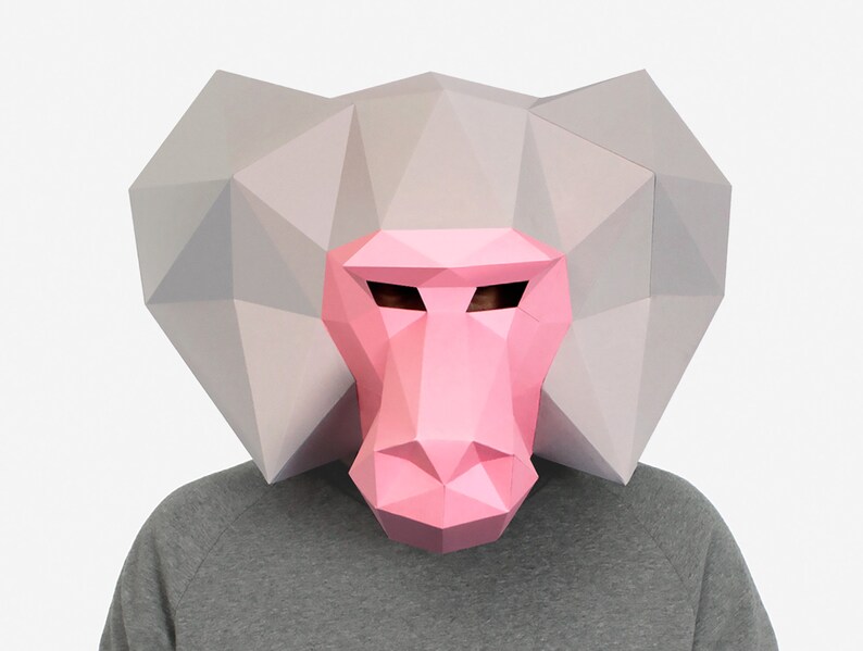 DIY Baboon Mask Monkey Mask 3D Paper Craft Template - Etsy