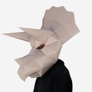 Triceratops Mask, Dino Cosplay, 3D Paper Craft, Halloween Mask ...