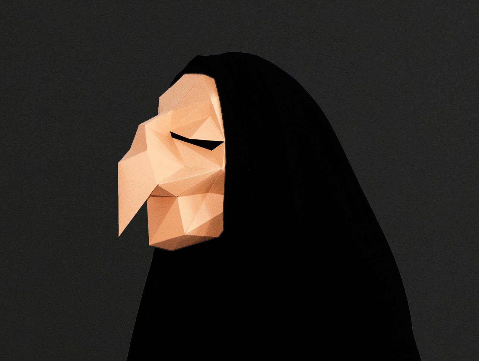 Witch Mask Witch Costume 3D Paper Craft Template Halloween | Etsy