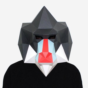 DIY Mandrill Mask, 3D Paper Craft, Halloween Mask (instant PDF Download ...