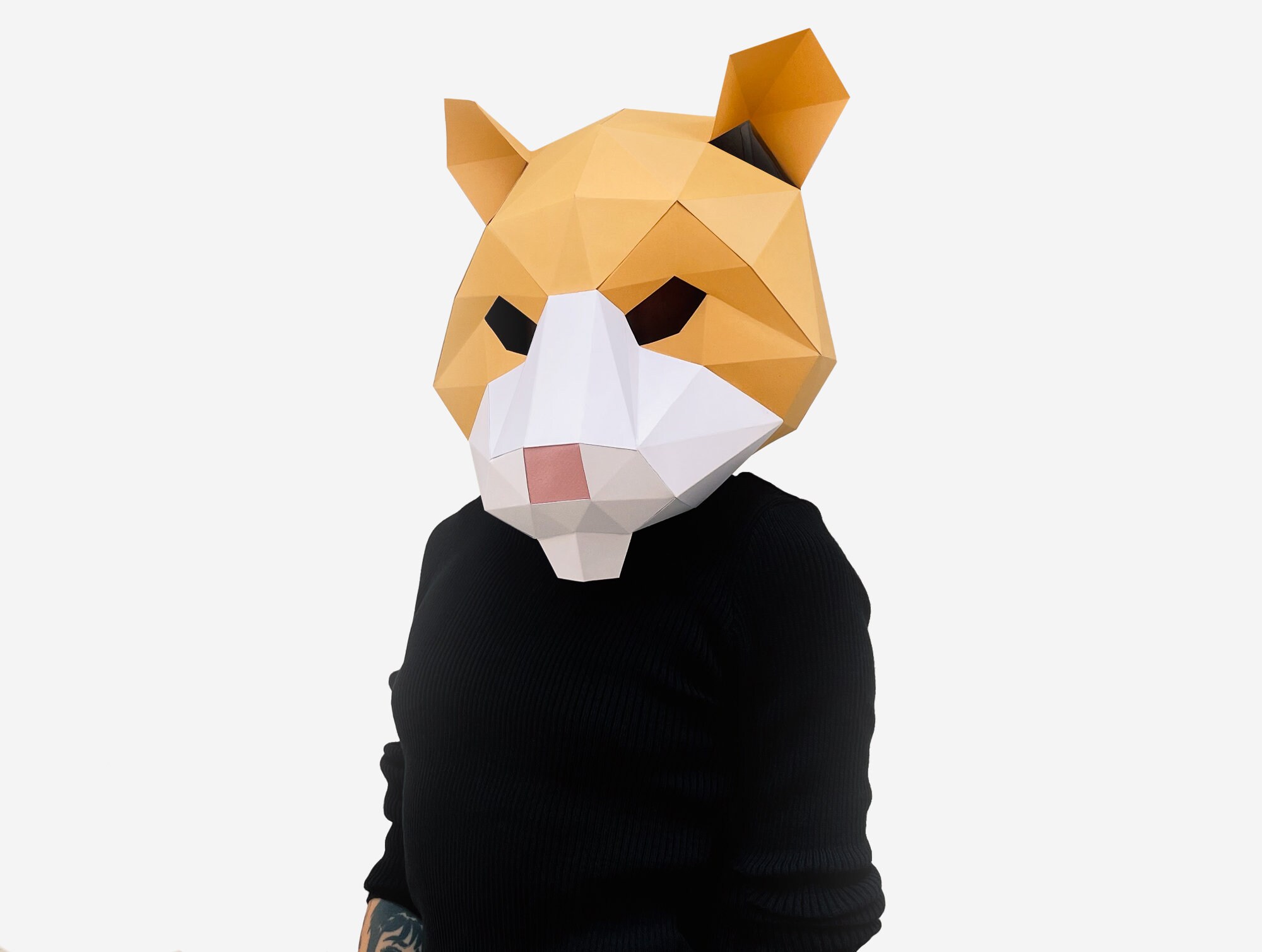 Low Poly Hamster Mask, DIY Paper Craft, Printable Template (instant PDF ...