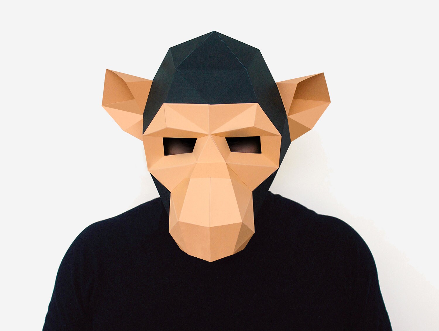 DIY Monkey Mask Low Poly Paper Craft Template Printable Ape | Etsy
