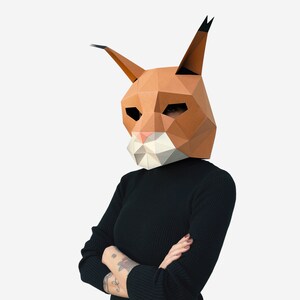 Lynx Paper Mask DIY Template – Low Poly Animal Costume Pattern (PDF ...