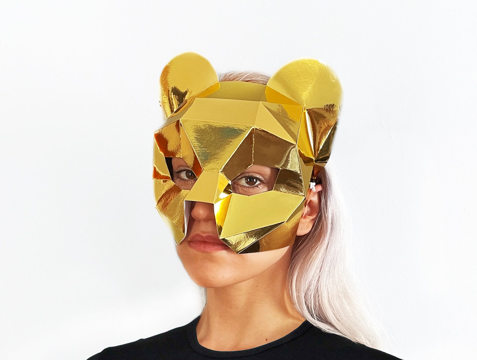 Lioness Half Mask Low Poly Paper Craft Template Printable - Etsy