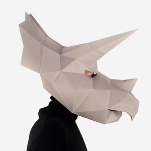 Triceratops Mask, Dino Cosplay, 3D Paper Craft, Halloween Mask ...