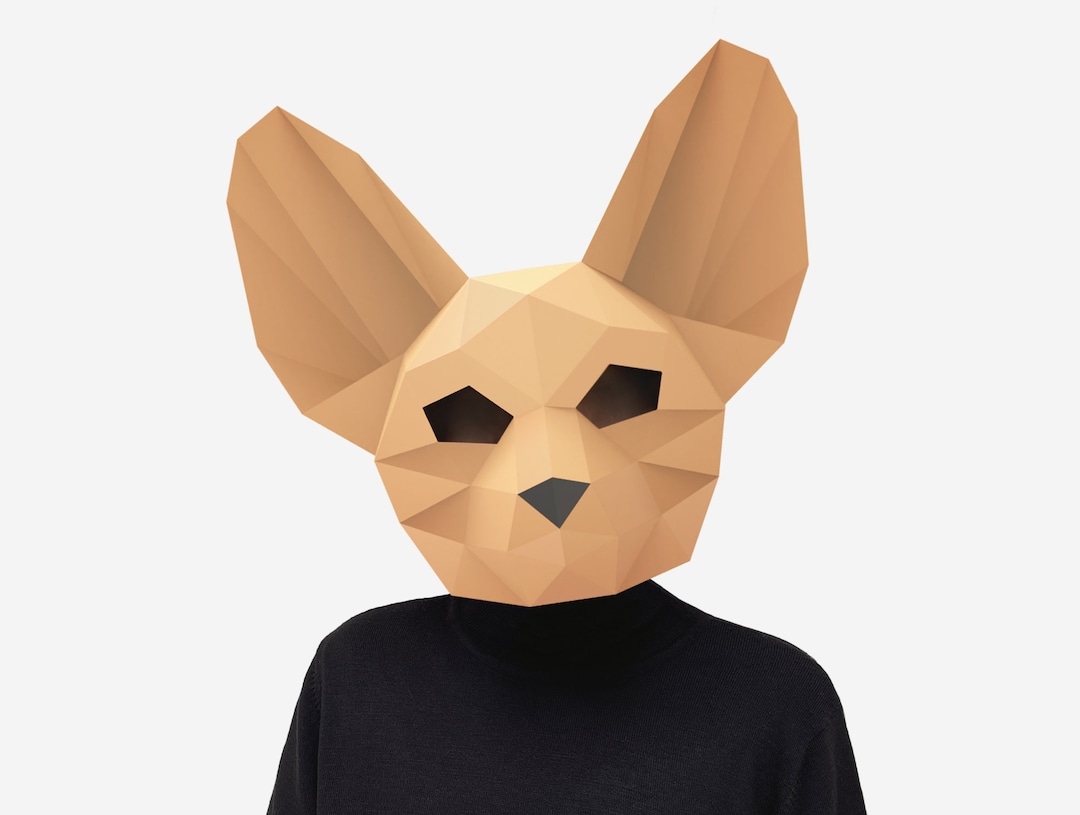 Fennec Fox Mask, Paper Craft Template, DIY Printable Fox Animal Mask ...