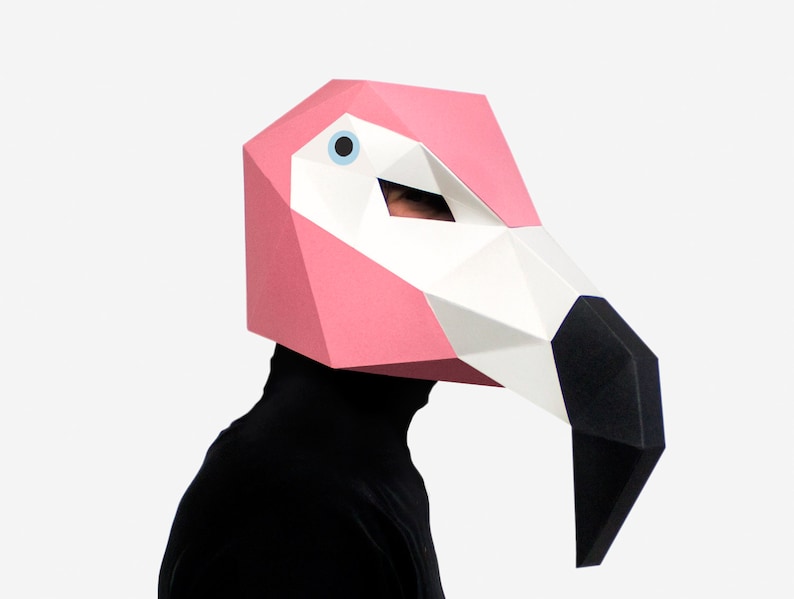 DIY Flamingo Mask Bird Mask 3D Paper Craft Template - Etsy