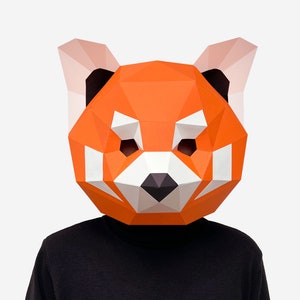 Red Panda Mask, Panda Paper Craft Template, DIY Printable Animal Mask ...