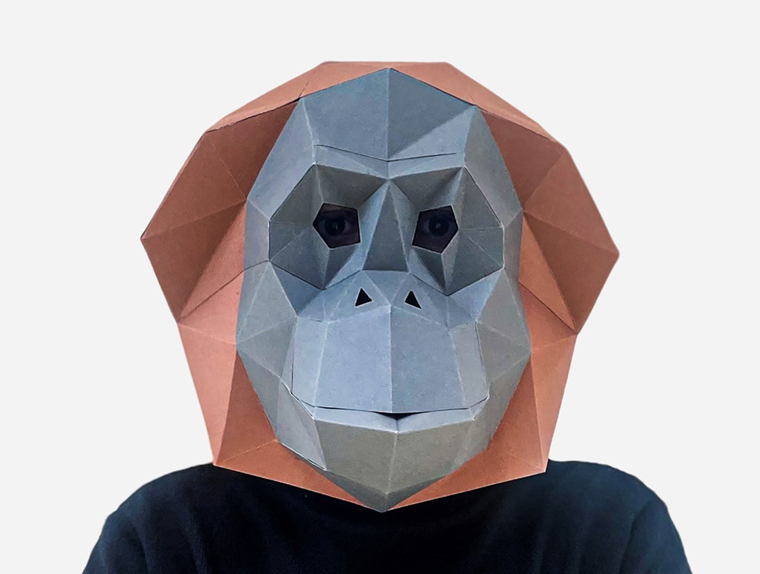 DIY Orangutan Mask Template, Paper Craft, Great Ape Mask, DIY Printable ...