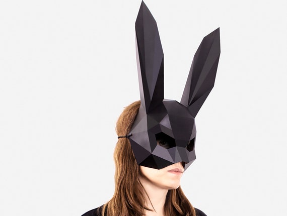 Bunny Half Mask Halloween Mask Black Rabbit Mask DIY | Etsy Australia