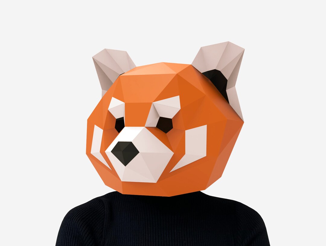 Red Panda Mask, Panda Paper Craft Template, DIY Printable Animal Mask ...