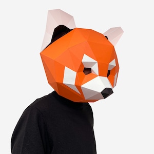 Red Panda Mask, Panda Paper Craft Template, DIY Printable Animal Mask ...