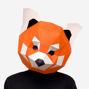 Red Panda Mask, Panda Paper Craft Template, DIY Printable Animal Mask ...