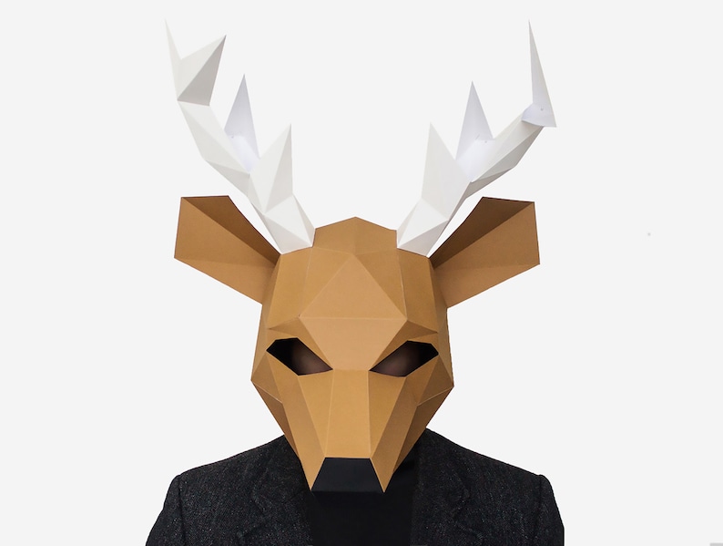 Deer Mask Low Poly Paper Craft Template Printable Paper | Etsy