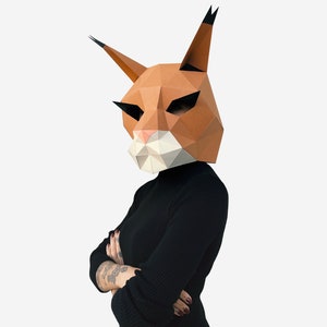 Lynx Paper Mask DIY Template – Low Poly Animal Costume Pattern (PDF ...