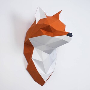 Fox Sculpture, 3D Paper Craft, DIY Wall Art, Origami Fox Sculpture, Low ...
