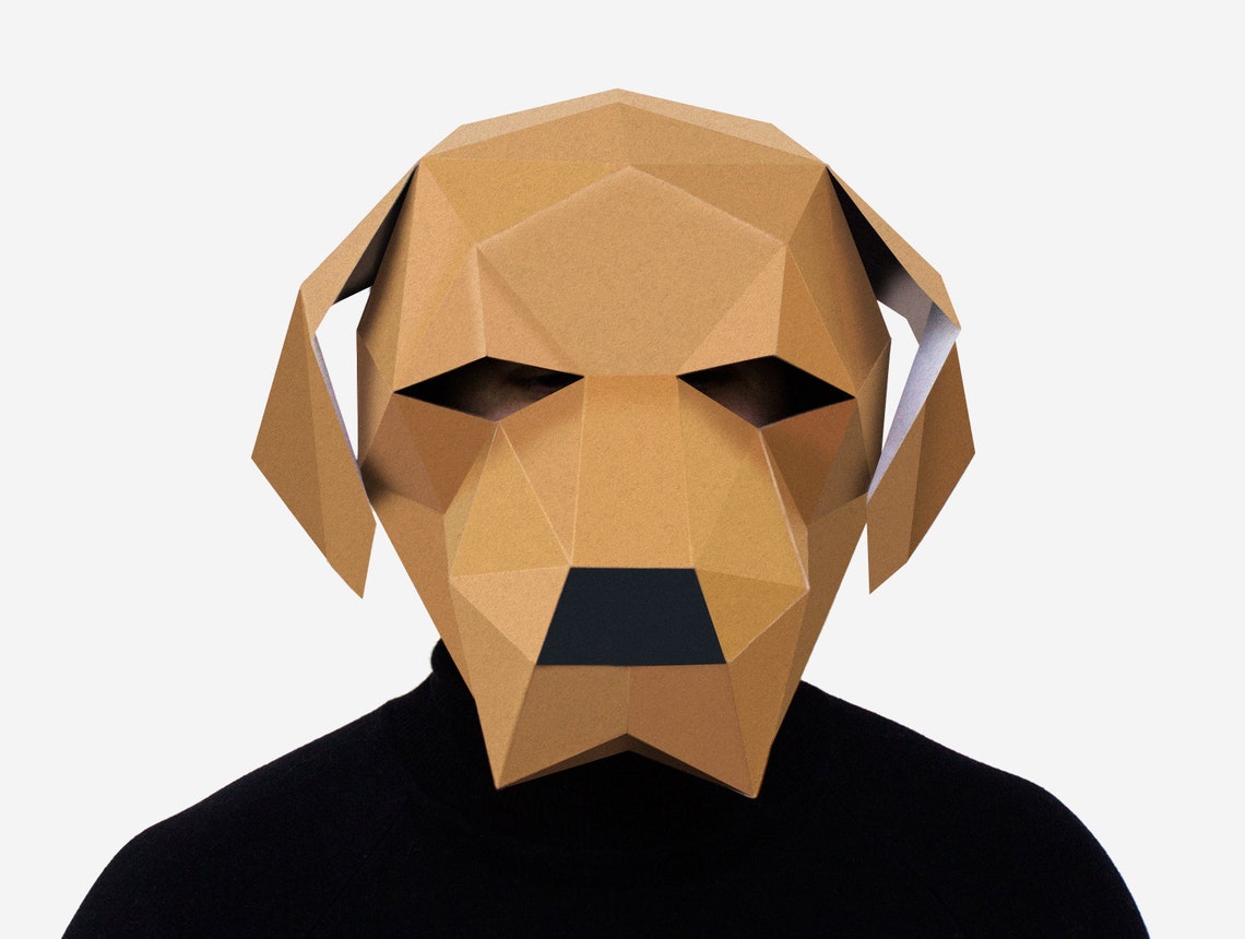 Labrador Mask Dog Paper Craft Template DIY Printable Animal | Etsy