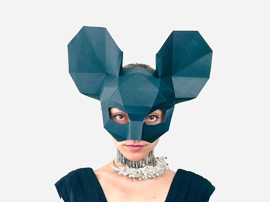 Mouse Half Mask Halloween Mask Black Mouse Mask DIY - Etsy