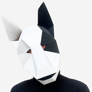 DIY Bull Terrier Mask, 3D Paper Craft Template, Halloween Dog Mask ...