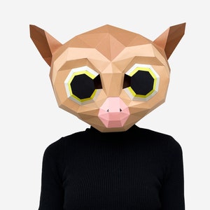 Tarsier Mask, Tarsier Paper Craft Template, DIY Printable Animal Mask ...