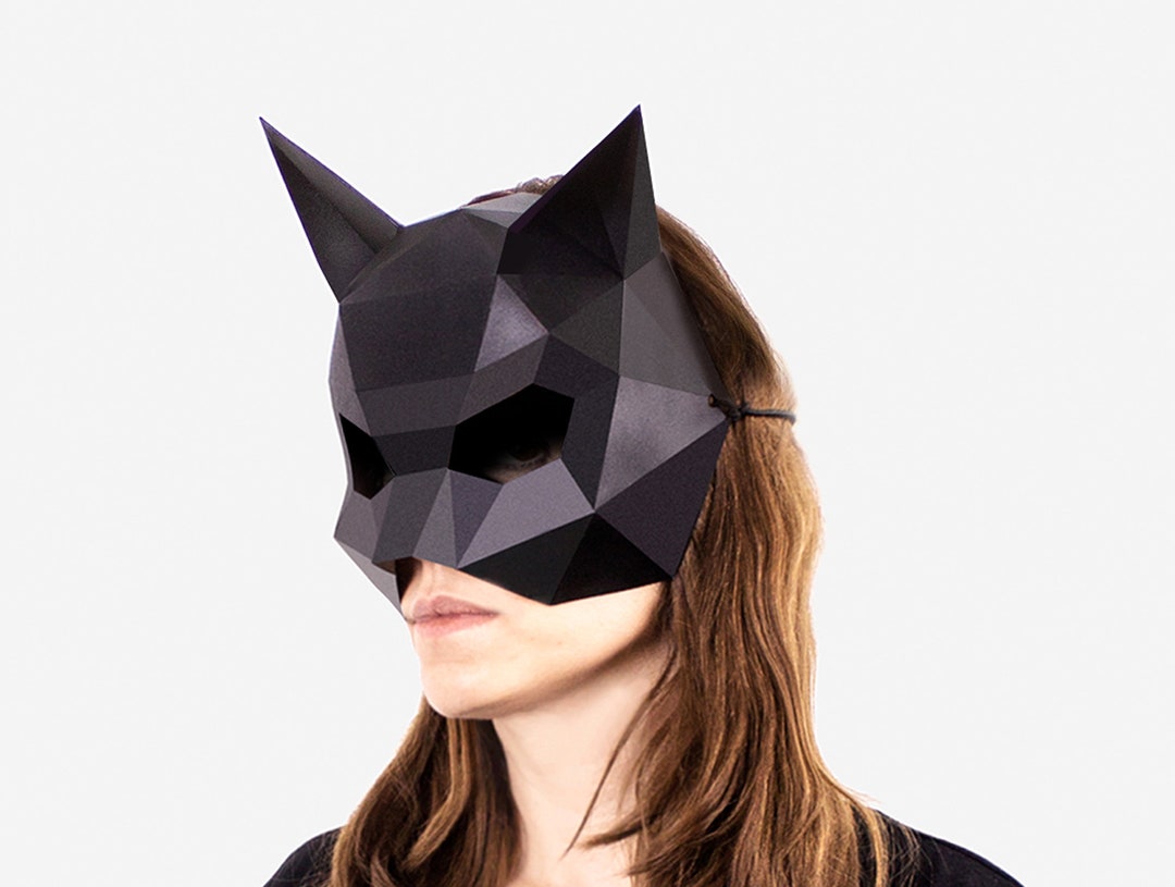 Low Poly Black Cat Mask, DIY Printable Halloween Mask (PDF Pattern) - Etsy