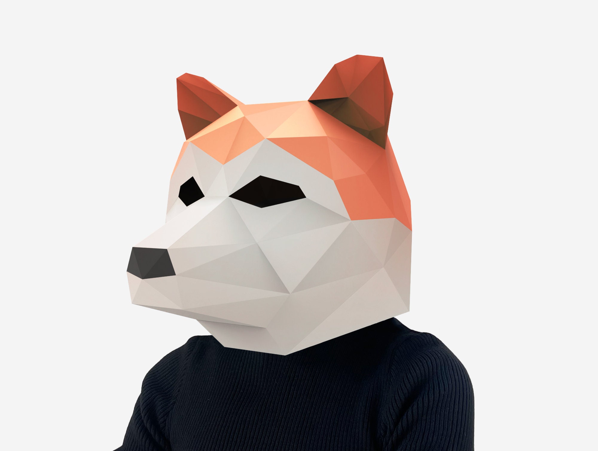 DIY Shiba Inu Mask, 3D Paper Craft Template, Halloween Dog Mask ...