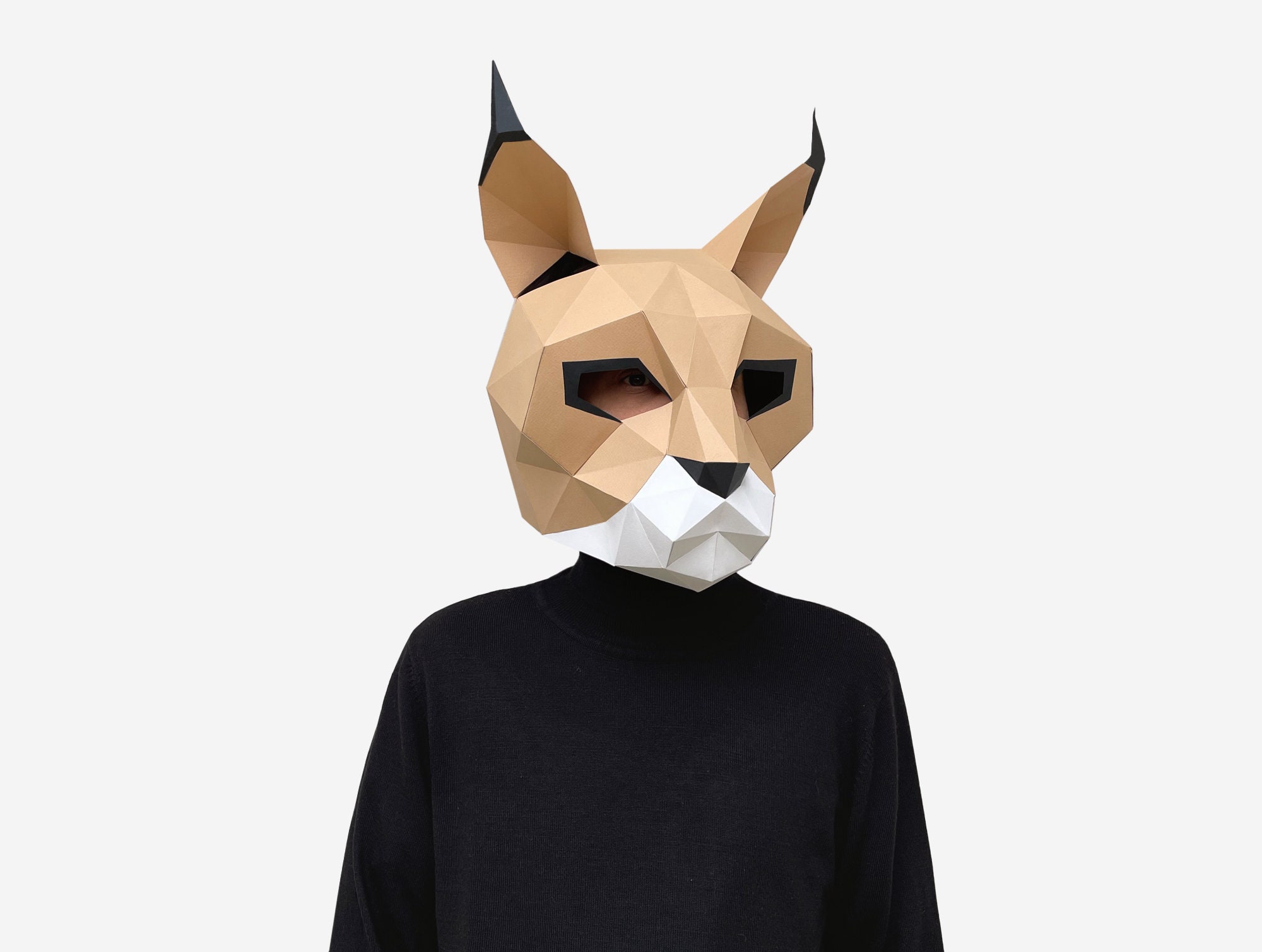 DIY Caracal Cat Mask, Low Poly Papercraft (printable) - Etsy