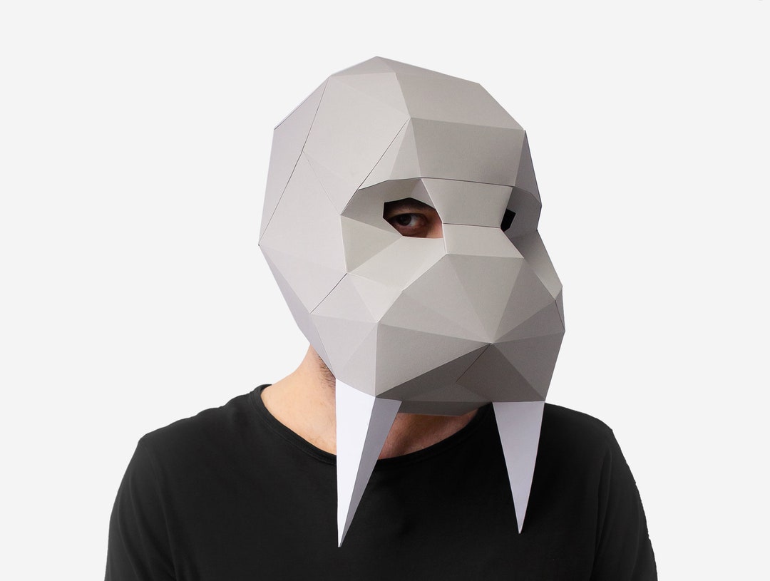 DIY Walrus Mask, 3D Paper Craft Template, Halloween Mask, Printable ...