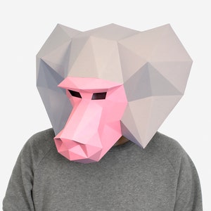 DIY Baboon Mask, Monkey Mask, 3D Paper Craft Template, Halloween Mask ...