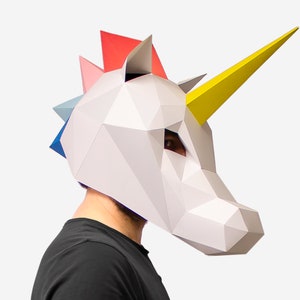 Unicorn Mask, Unicorn Paper Craft Template, DIY Printable Animal Mask ...