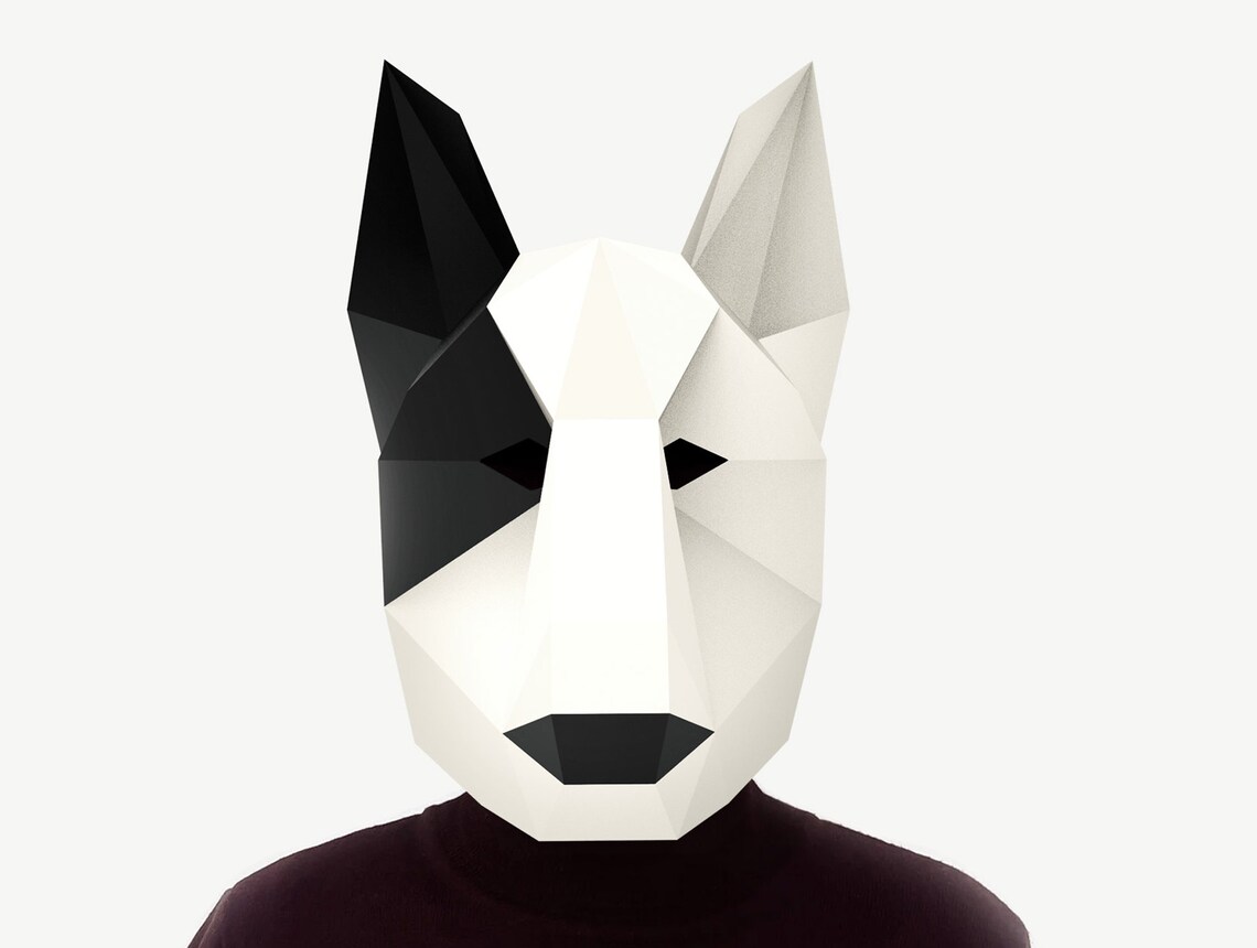 DIY Bull Terrier Mask 3D Paper Craft Template Halloween Dog - Etsy