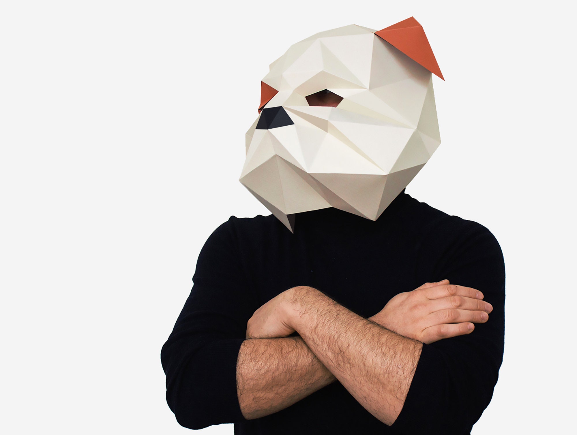 Low Poly Bulldog Mask, DIY Paper Craft Halloween Costume (PDF Download ...