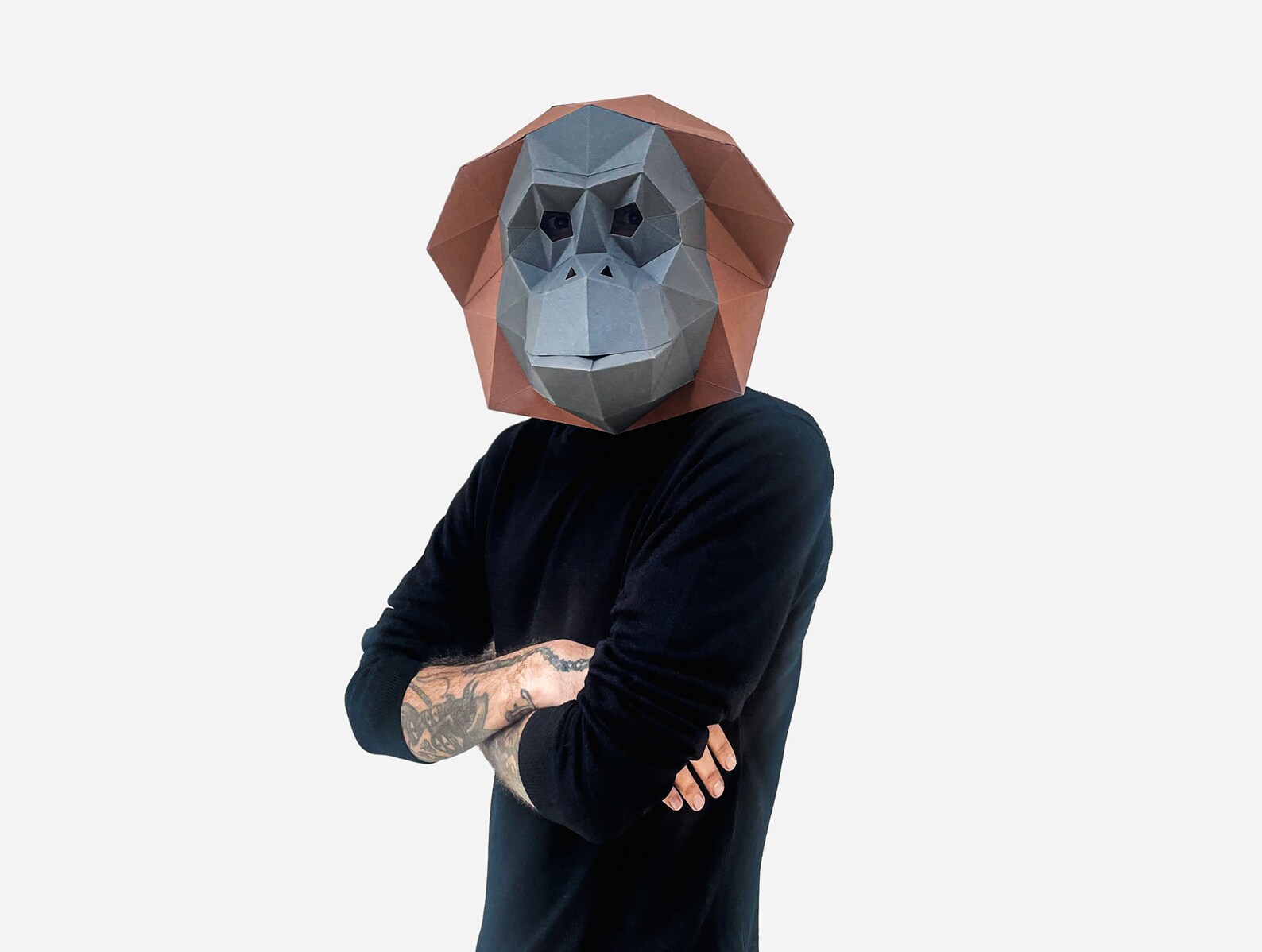 DIY Orangutan Mask Template, Paper Craft, Great Ape Mask, DIY Printable ...