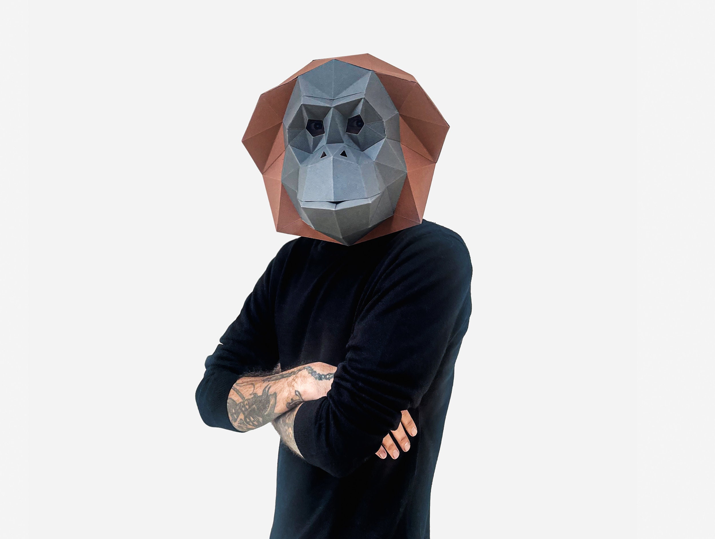 DIY Orangutan Mask Template, Paper Craft, Great Ape Mask, DIY Printable ...