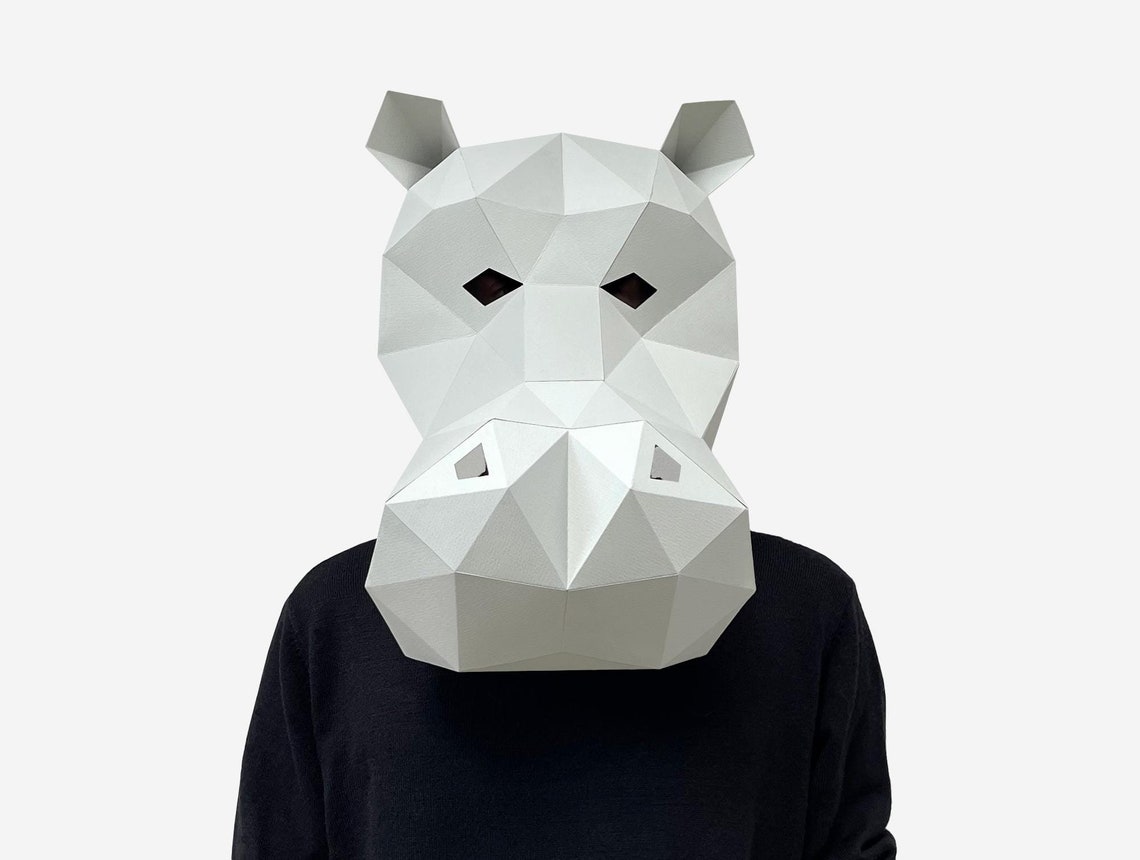 Hippopotamus Mask, Paper Craft Template, DIY Printable Hippo Animal ...