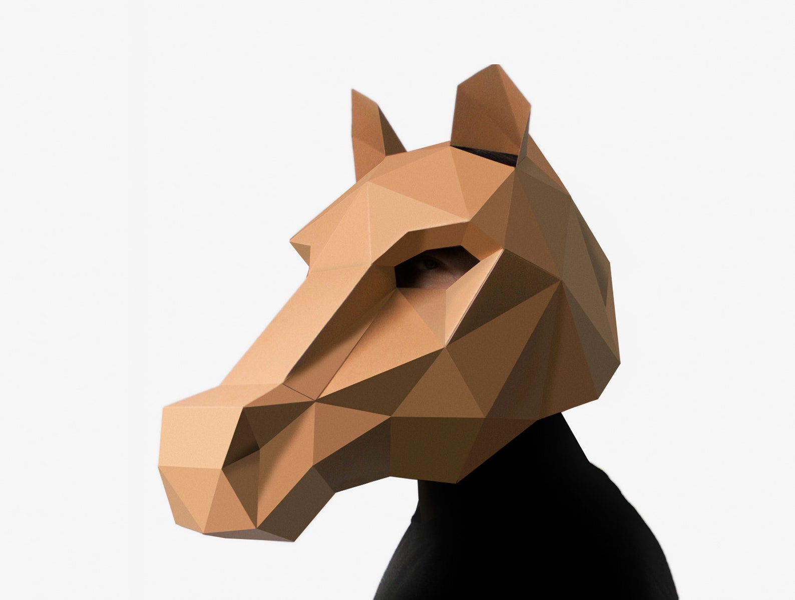 DIY Horse Mask Template, Low Poly Paper Craft, Printable Stallion Mask ...