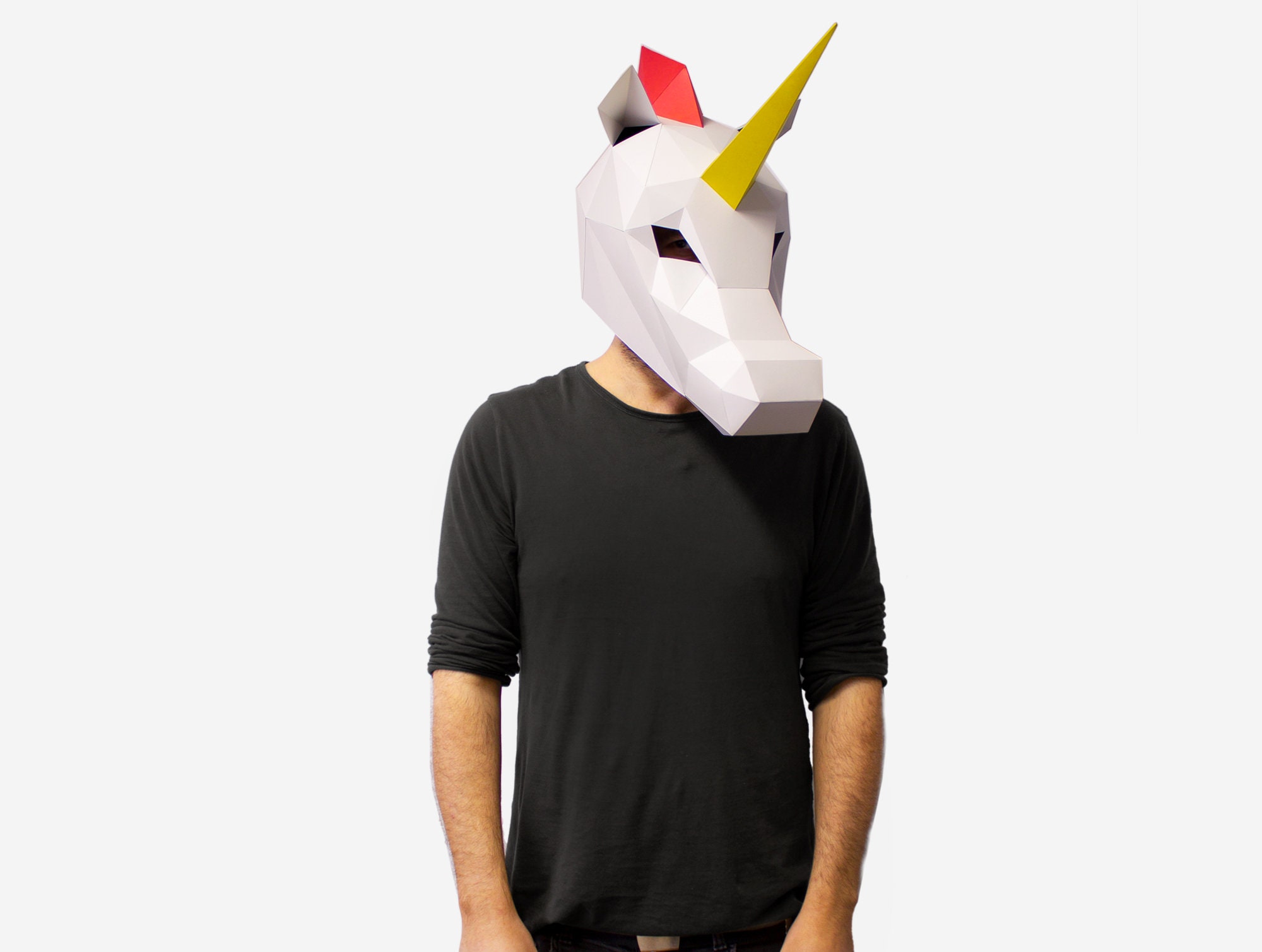 Unicorn Mask, Unicorn Paper Craft Template, DIY Printable Animal Mask ...