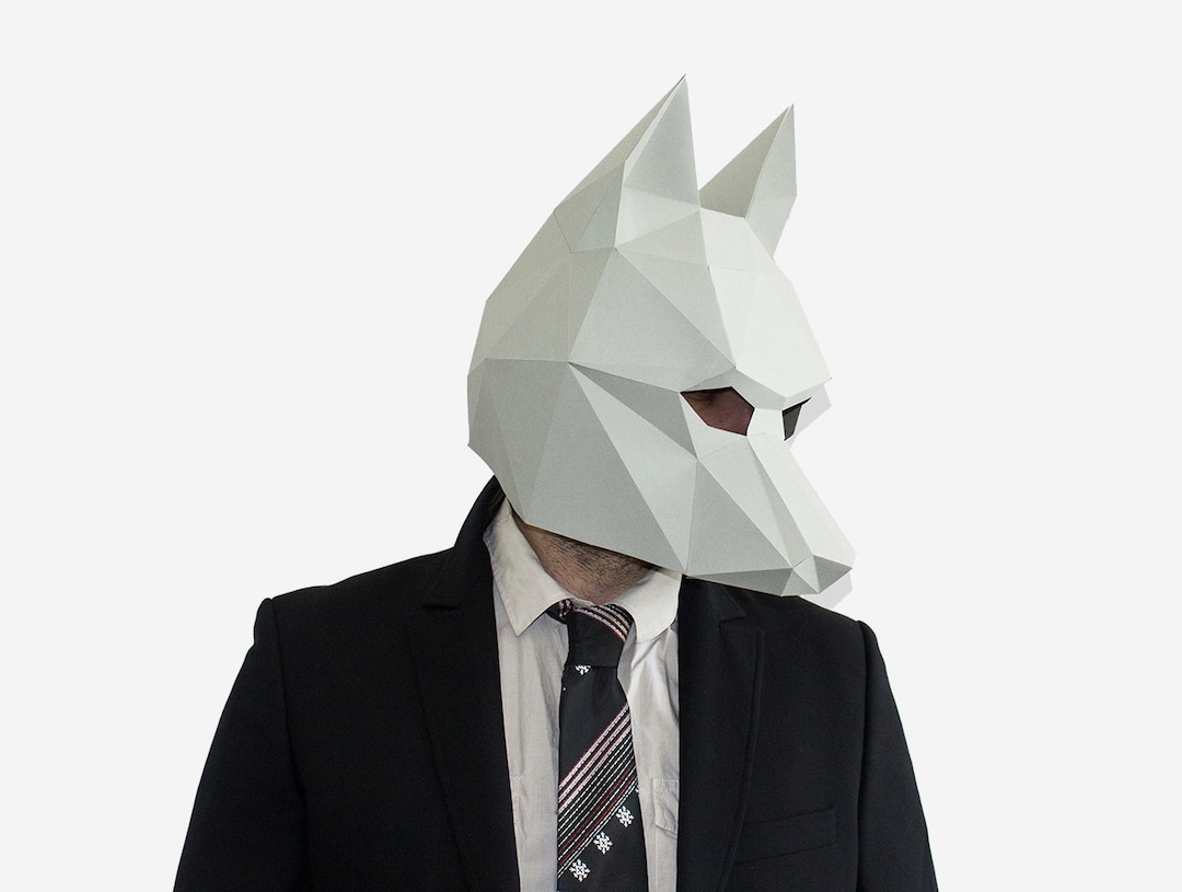 DIY Wolf Mask, Low Poly Paper Craft Template, Printable Wolf Mask ...