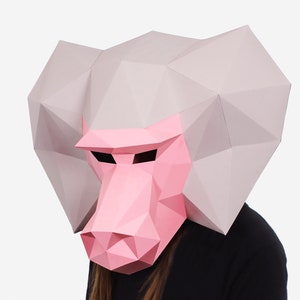 DIY Baboon Mask, Monkey Mask, 3D Paper Craft Template, Halloween Mask ...