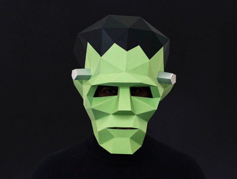 DIY Frankensteinmask Halloween Mask Paper Craft Template - Etsy