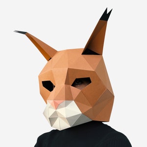 Lynx Paper Mask DIY Template – Low Poly Animal Costume Pattern (PDF ...