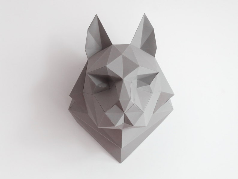 Wolf Sculpture 3D Paper Craft Template DIY 3D Wall Art Low - Etsy